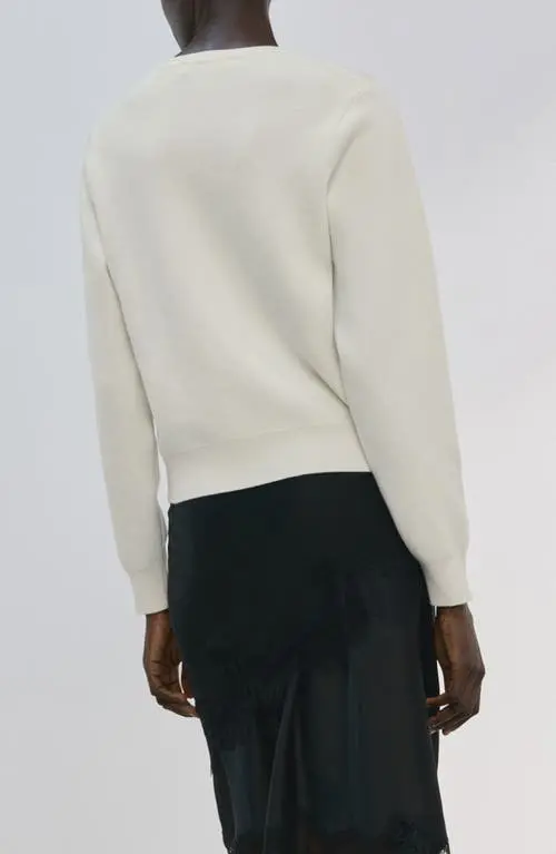 Mango Contrast Button Crewneck Cardigan - Ecru