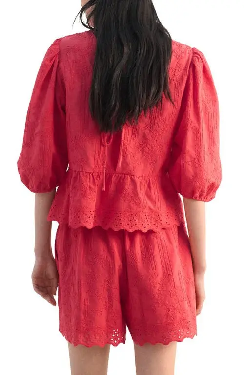 Mango Floral Embroidered Peplum Top