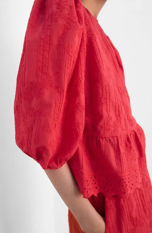 Mango Floral Embroidered Peplum Top