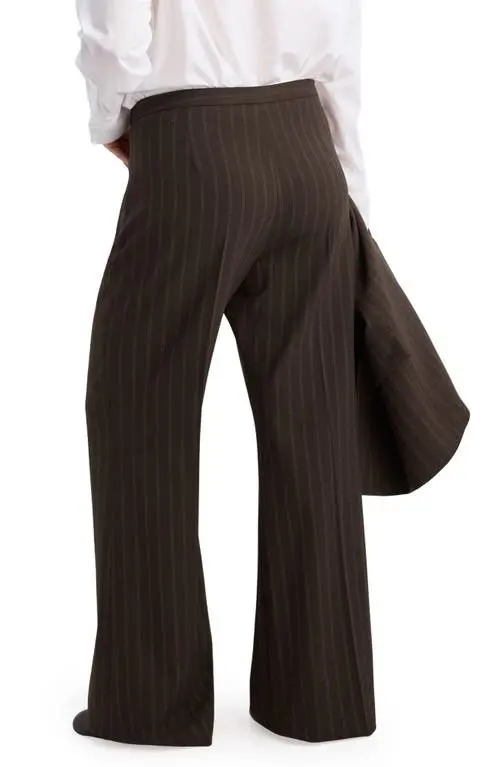 Mango Pinstripe Trousers - Brown