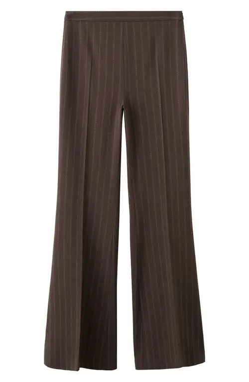 Mango Pinstripe Trousers - Brown