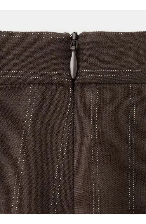 Mango Pinstripe Trousers - Brown