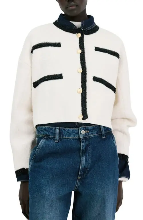 Mango Contrast Trim Cotton-blend Cardigan