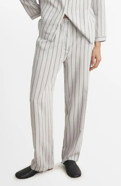 Mango Stripe Pajama Pants - Grey