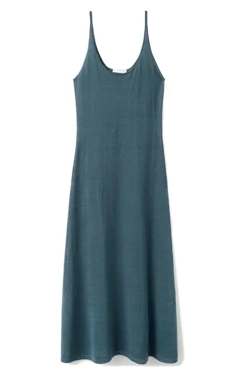 Mango Linen Blend Midi Dress - Night Blue