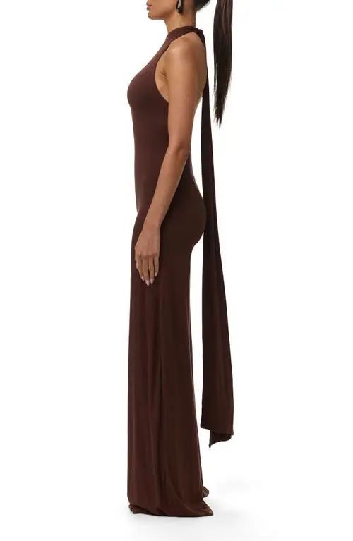 Naked Wardrobe Halter Wide Leg Jumpsuit - Chocolate