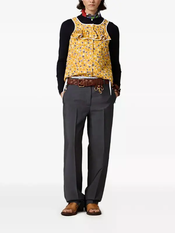 Miu Miu Floral-print Ruffled Top