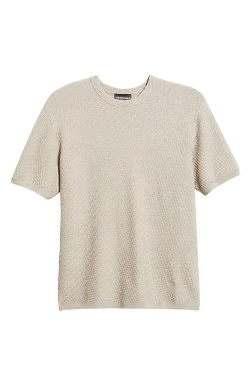 Emporio Armani Short Sleeve Basket Stitch Sweater - Solid Dark Beige