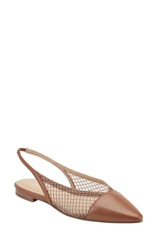 Marc Fisher Davin Pointed Toe Slingback Flat - Medium Brown