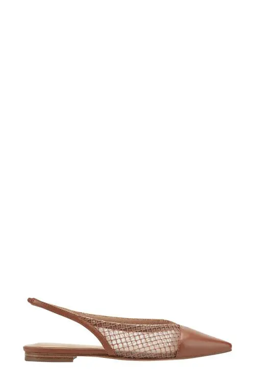 Marc Fisher Davin Pointed Toe Slingback Flat - Medium Brown