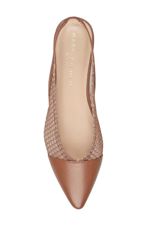 Marc Fisher Davin Pointed Toe Slingback Flat - Medium Brown