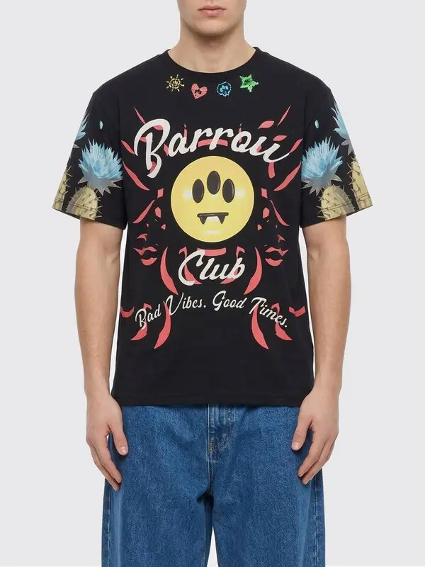 BARROW Printed Cotton T-shirt - Black