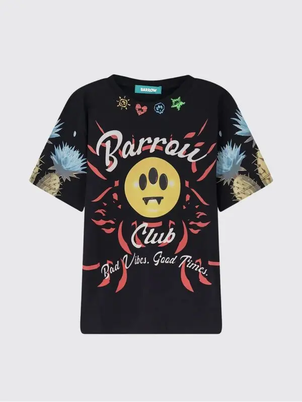 BARROW Printed Cotton T-shirt - Black