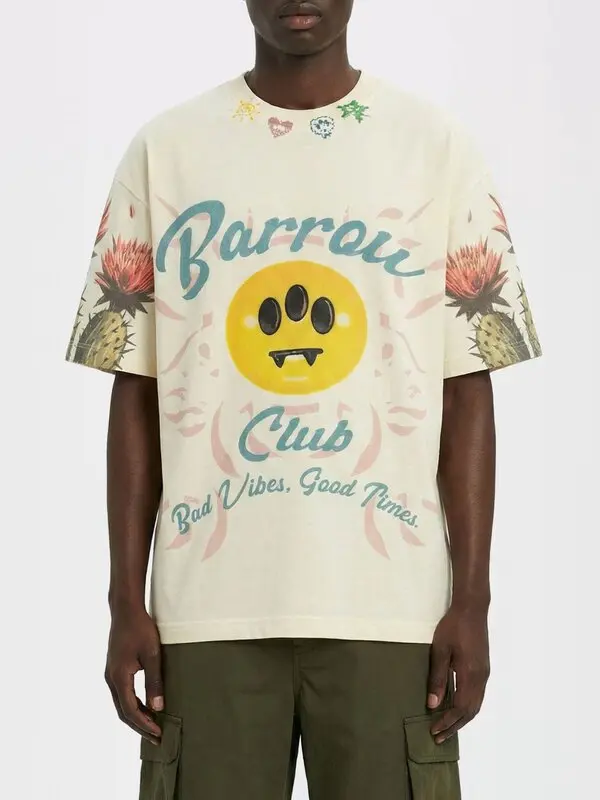 BARROW Printed Cotton T-shirt - Cream
