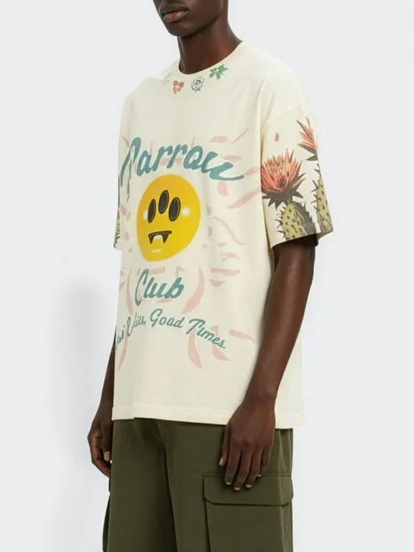 BARROW Printed Cotton T-shirt - Cream