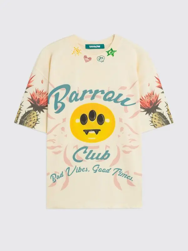 BARROW Printed Cotton T-shirt - Cream