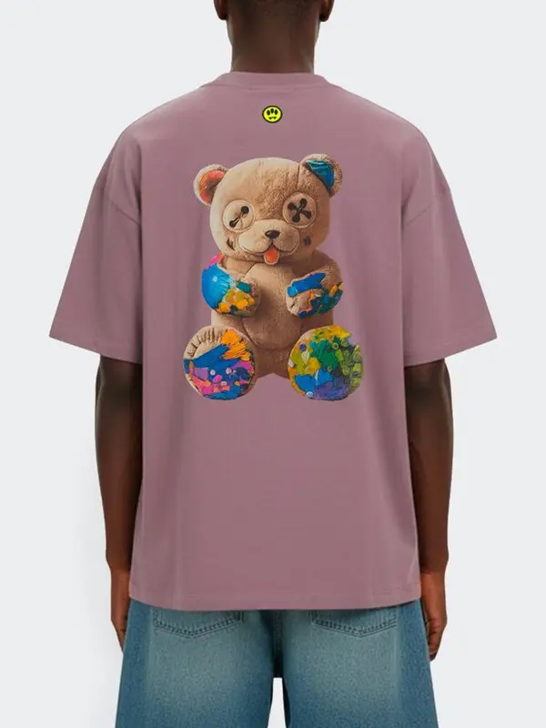 BARROW Cotton T-shirt With Teddy Print - Pink