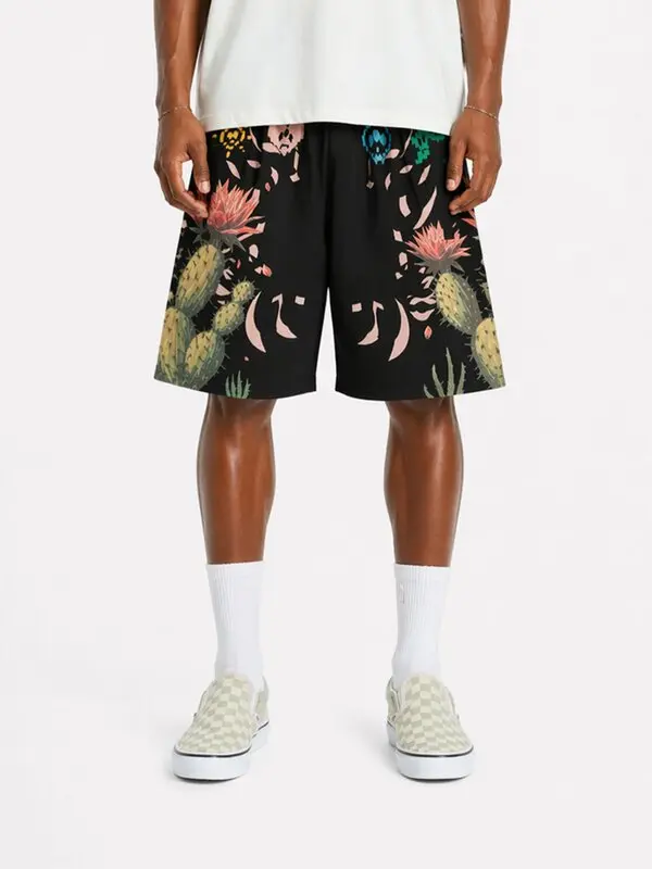 BARROW Printed Cotton Shorts - Black