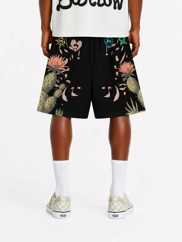 BARROW Printed Cotton Shorts - Black