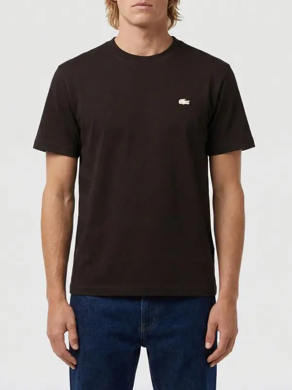 Lacoste Cotton T-shirt With Logo Print - Brown