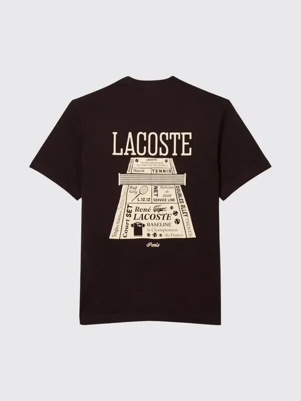 Lacoste Cotton T-shirt With Logo Print - Brown
