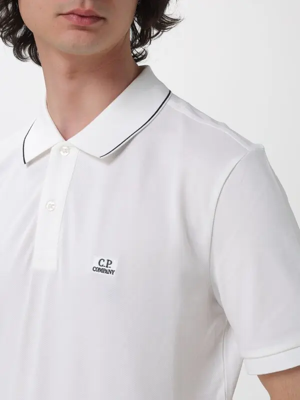 C.P. COMPANY Cotton Polo Shirt With Mini Logo - White