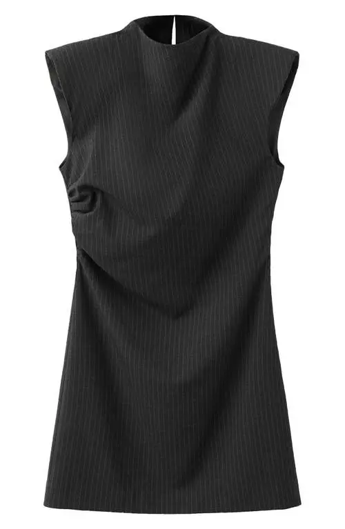 Mango Cutout Pinstripe Mini Dress