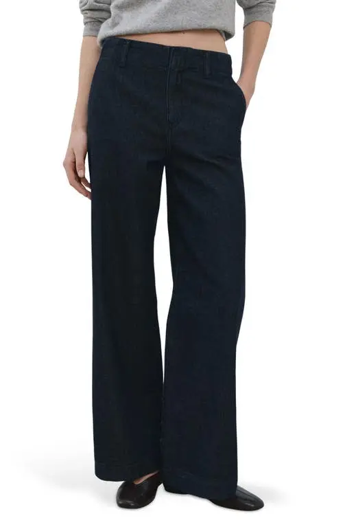 Mango Mid-rise Wide Leg Trouser Jeans - Open Blue