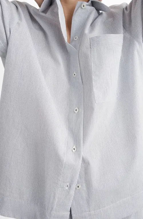 Mango Stripe Cotton Blend Pajama Top