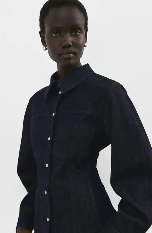 Mango Long-sleeve Denim Shirt With Seams