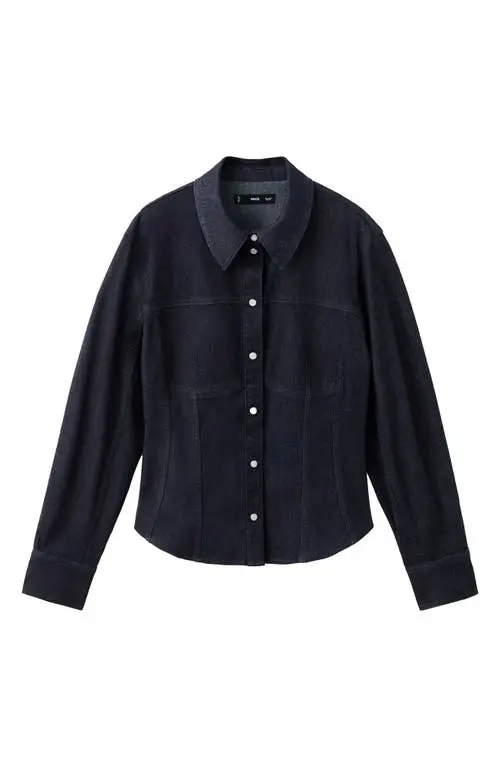 Mango Long-sleeve Denim Shirt With Seams
