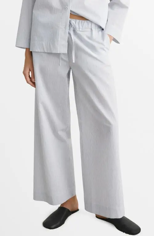 Mango Stripe Cotton Blend Pajama Pants - White