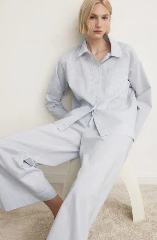Mango Stripe Cotton Blend Pajama Pants