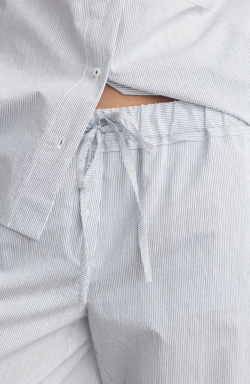 Mango Stripe Cotton Blend Pajama Pants