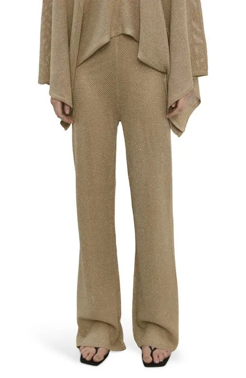 Mango Metallic Knit Straight Leg Pull-on Pants