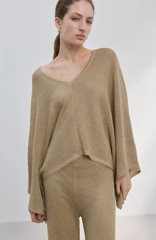 Mango Metallic Knit Straight Leg Pull-on Pants