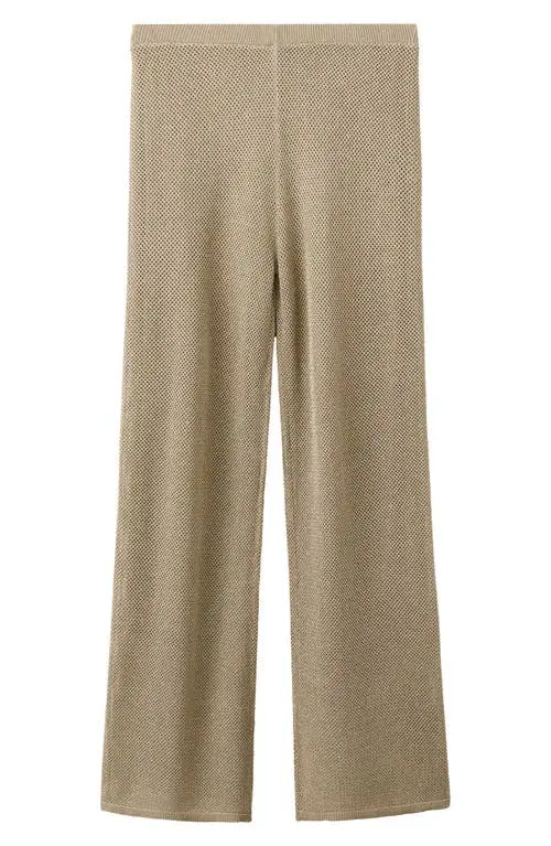 Mango Metallic Knit Straight Leg Pull-on Pants