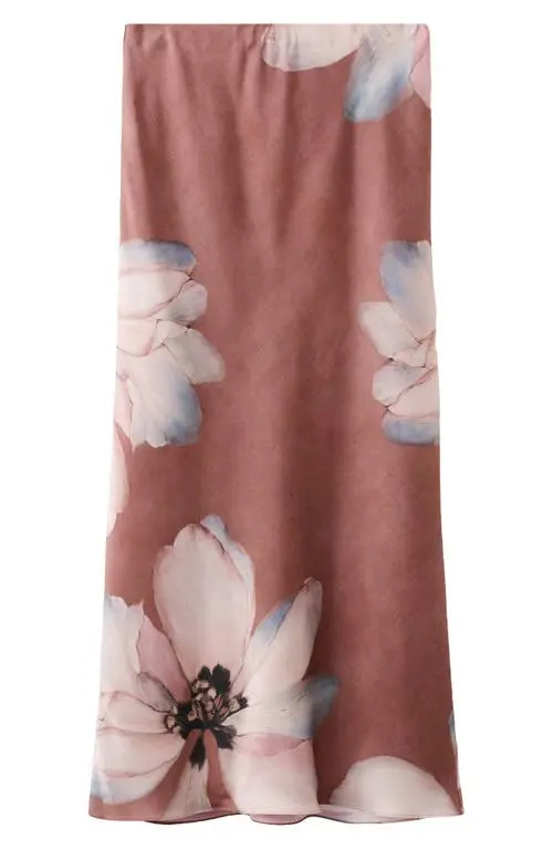Mango Floral Print Maxi Skirt - Pastel Pink