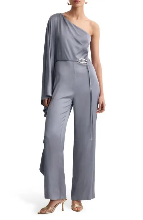 Mango Drapey Asymmetric One-shoulder Jumpsuit - Blue