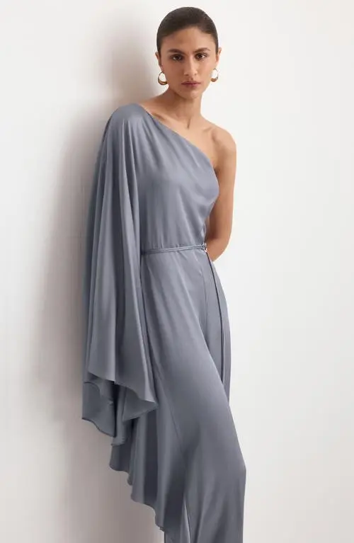 Mango Drapey Asymmetric One-shoulder Jumpsuit - Blue