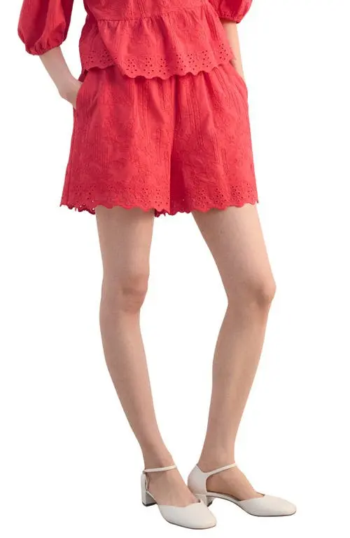 Mango Floral Embroidered Cotton Shorts