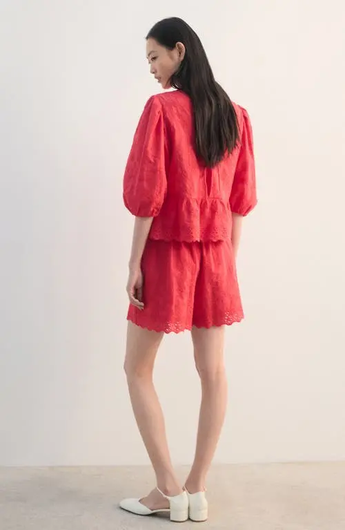 Mango Floral Embroidered Cotton Shorts