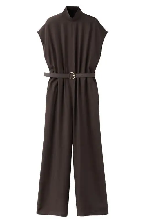 Mango Cap Sleeve Belted Jumpsuit