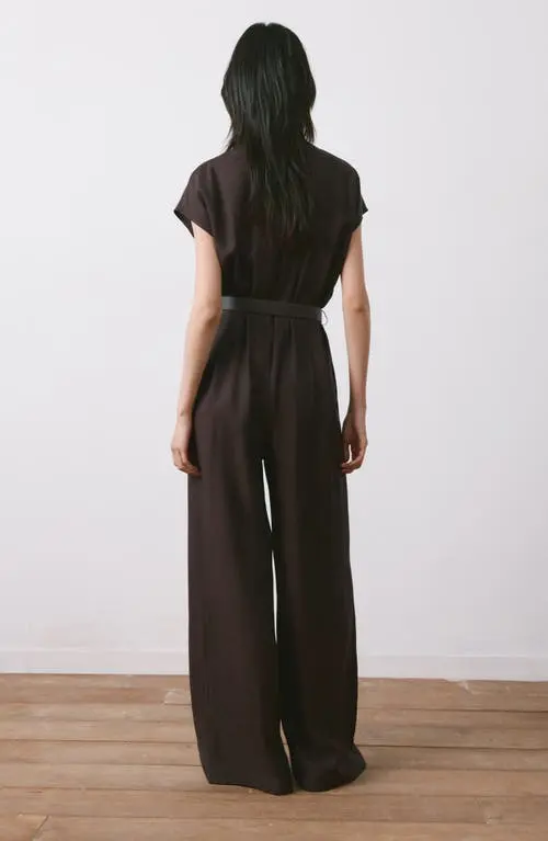 Mango Cap Sleeve Belted Jumpsuit