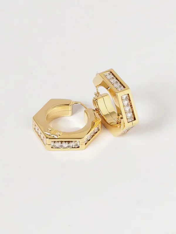 Elisabetta Franchi Goldtone Brass Hoop Earrings With Rhinestones