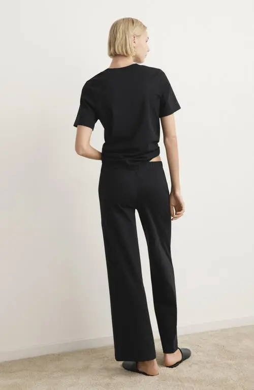 Mango Solid Cotton Pajama Pants - Black