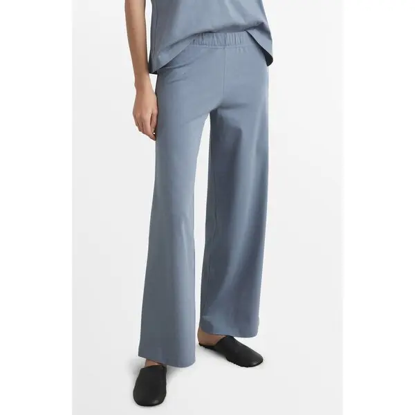 Mango Solid Cotton Pajama Pants - Blue