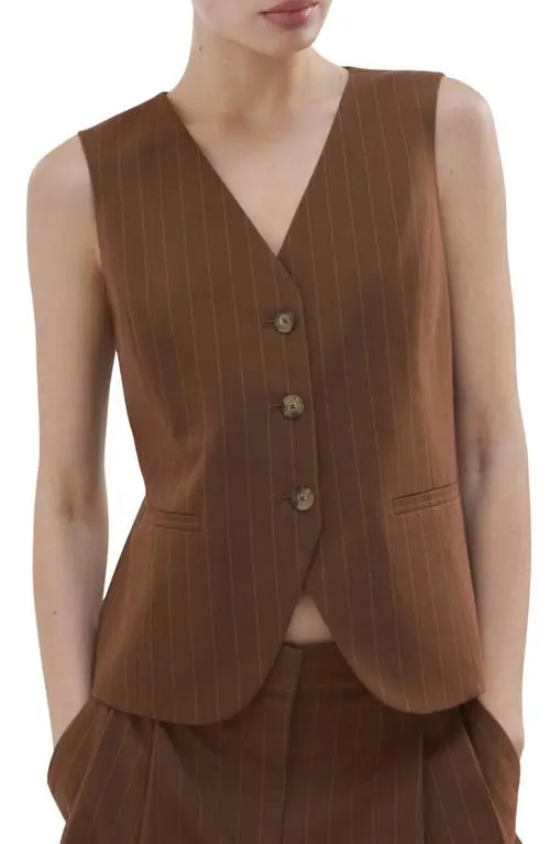 Mango Pinstripe Button Vest
