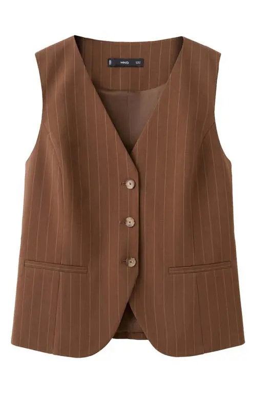 Mango Pinstripe Button Vest