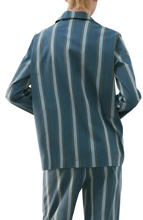 Mango Stripe Cotton Button-up Pajama Shirt